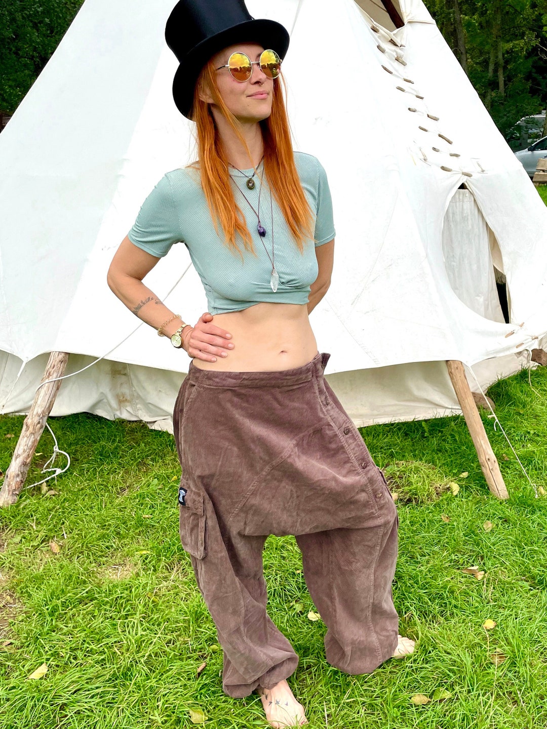 Brown Harem Pants, Bloomers, Aladdin Pants, Goa Pants for Psychedelic ...