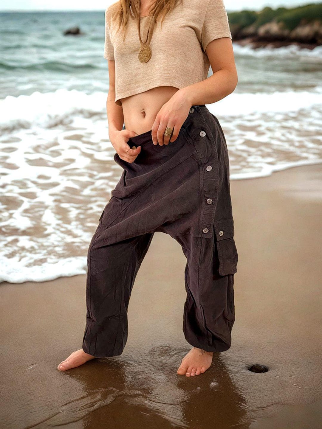 Brown Harem Pants, Bloomers, Aladdin Pants, Goa Pants for Psychedelic ...