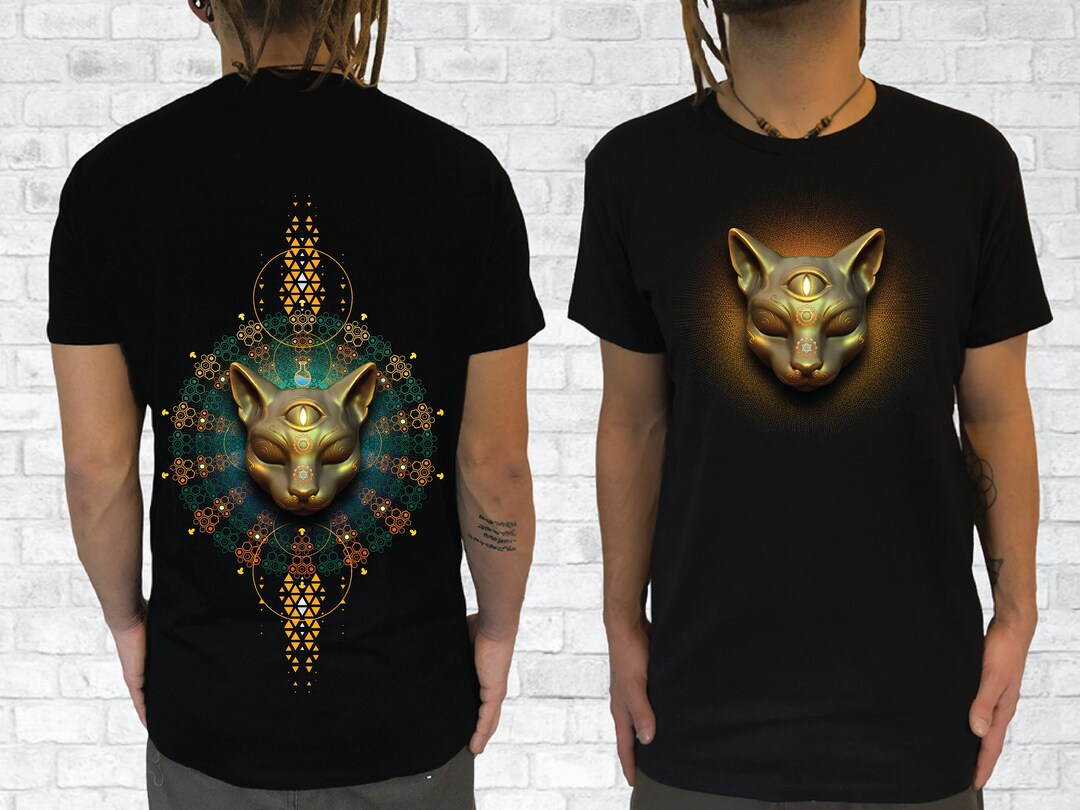 Psychedelic All Seeing Eye Cat T-shirt - Goa Psytrance Psilos Hoody ...
