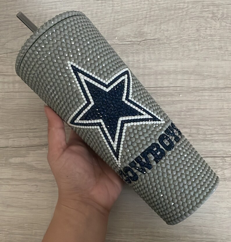 Dallas Cowboys Custom Rhinestone Cup 24oz Team Colors Handcrafted - Etsy