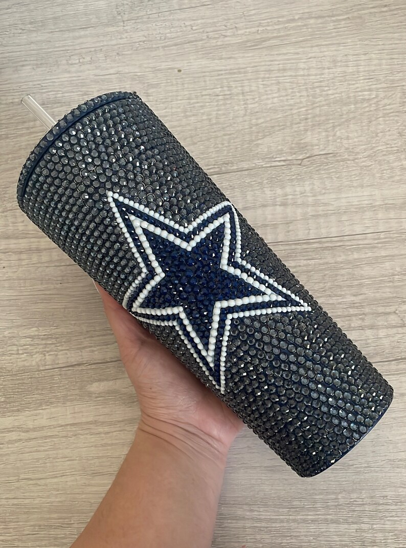 Dallas Cowboys Custom Rhinestone Cup 24oz Team Colors Handcrafted - Etsy
