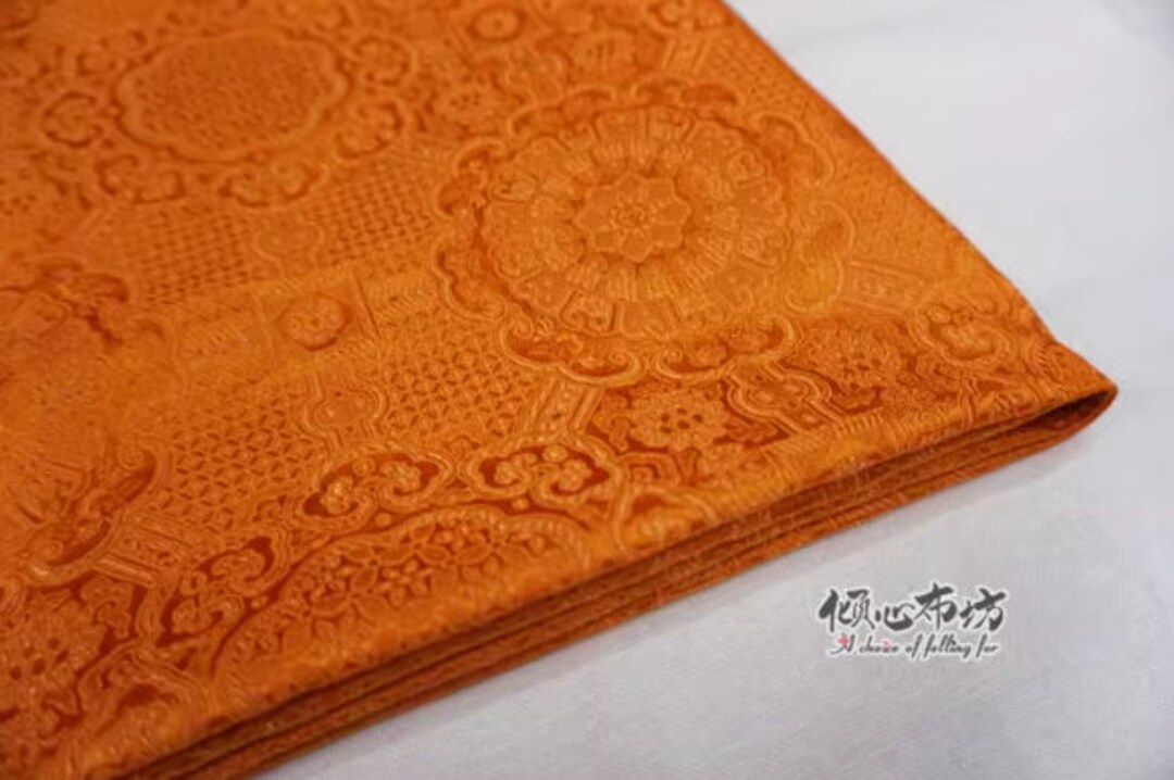 Orange Brocade Fabric Jacquard Fabric Cosplay Fabric by the - Etsy