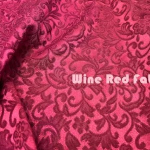 Wine Red Jacquard Fabric, Glossy Relief Jacquard Fabric, Polyester ...