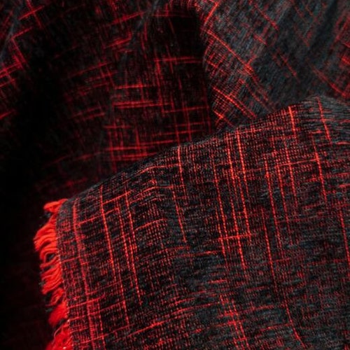 Black Red Color Jacquard Fabric Fashion Jacquard Fabric by - Etsy