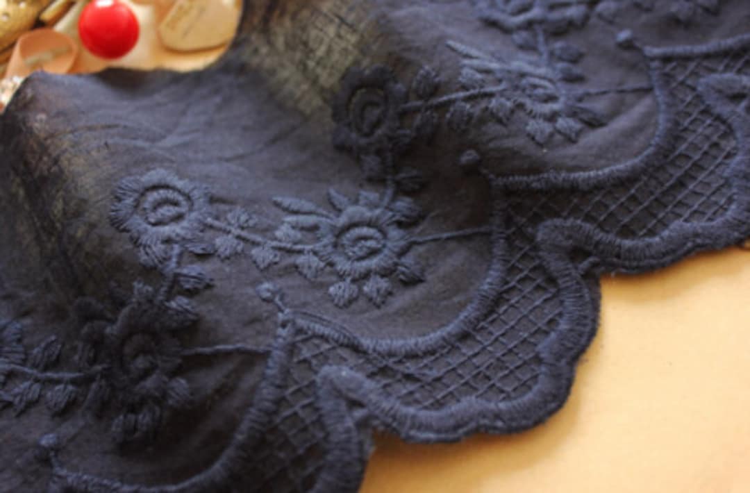 SALE, Navy Blue Lace Trim, Cotton Lace Trim, DIY Dress Lace Trim ...
