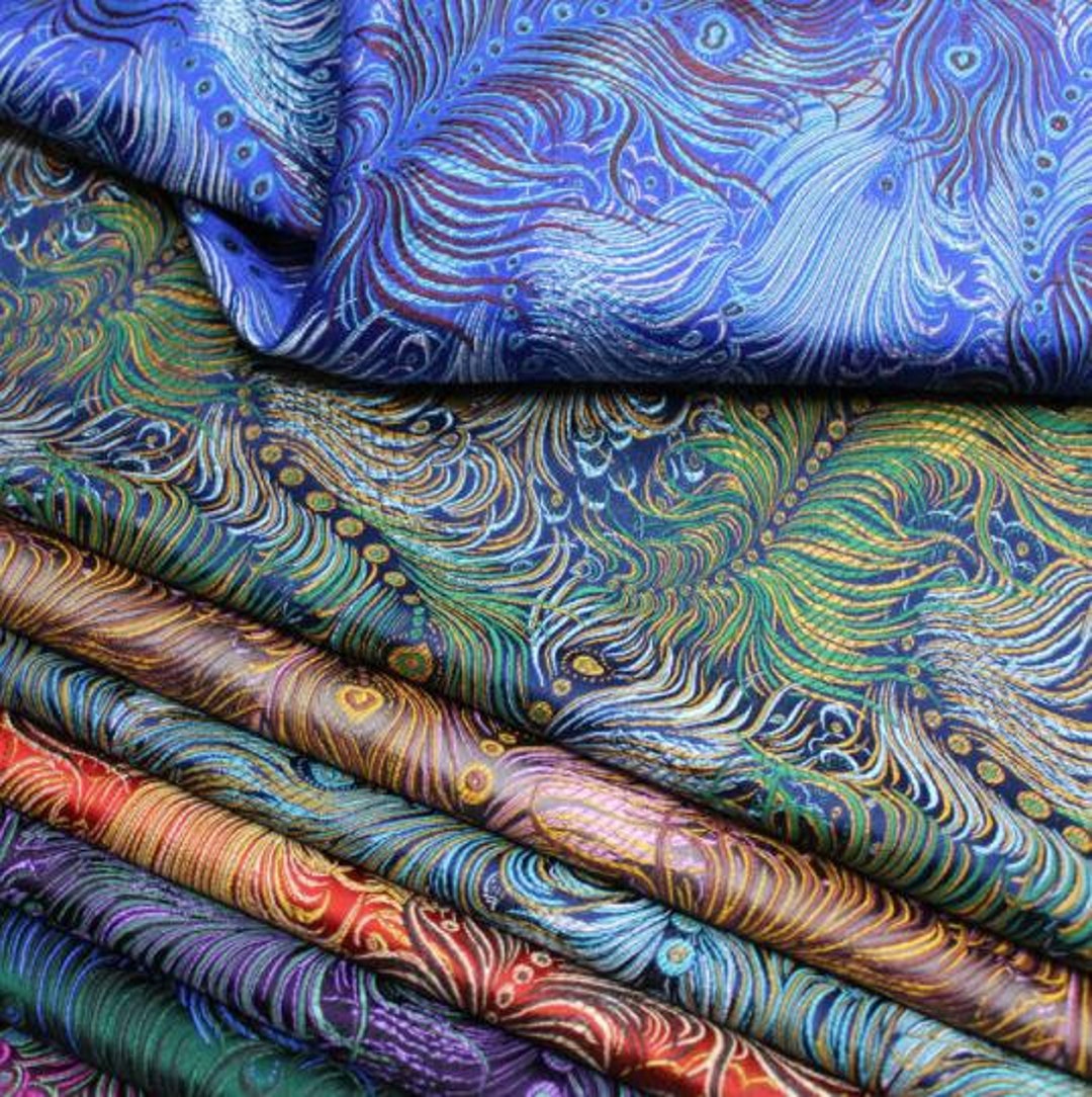 10 Color Brocade Fabric, Jacquard Fabric, Peacock Feather Style Fabric ...