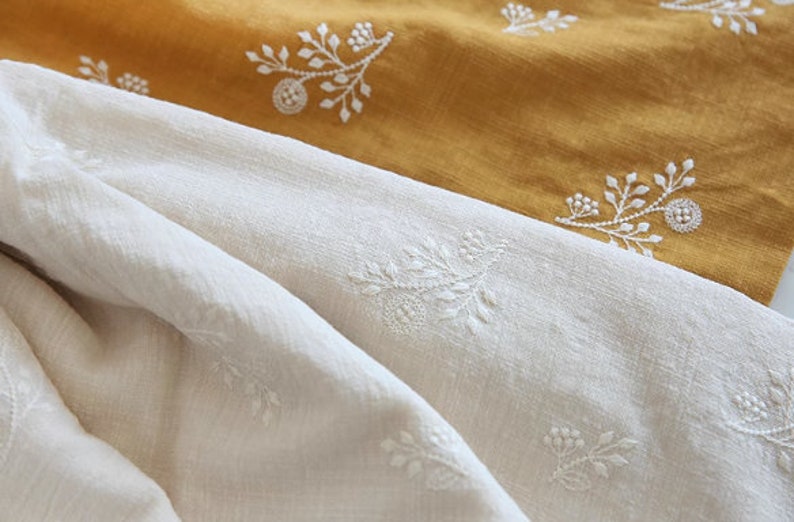 SALE Ginger Beige Pure Cotton Embroidery Fabric Cotton - Etsy