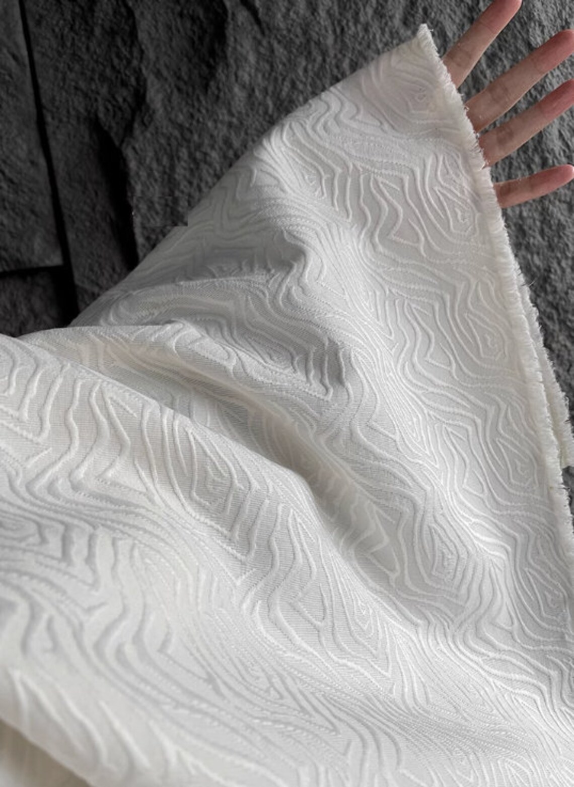 Cream-white Color Patterned Three-dimensional Texture Jacquard Fabric ...