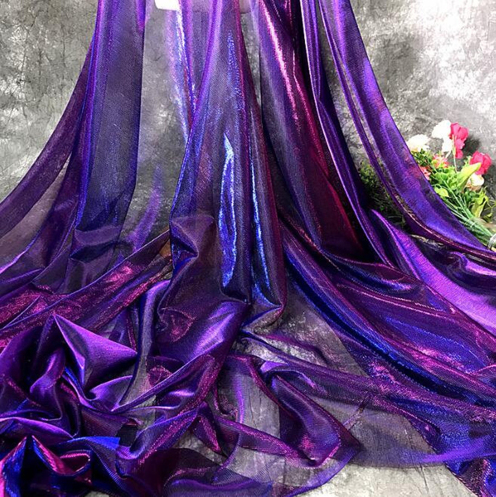 Purple Color Gradient Mesh Fabric, Wedding Party Dress Fabric, Soft ...