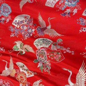 Wide Red Color Brocade Fabric With Bird Style, Jacquard Fabric, Wedding ...