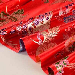 Wide Red Color Brocade Fabric With Bird Style, Jacquard Fabric, Wedding ...