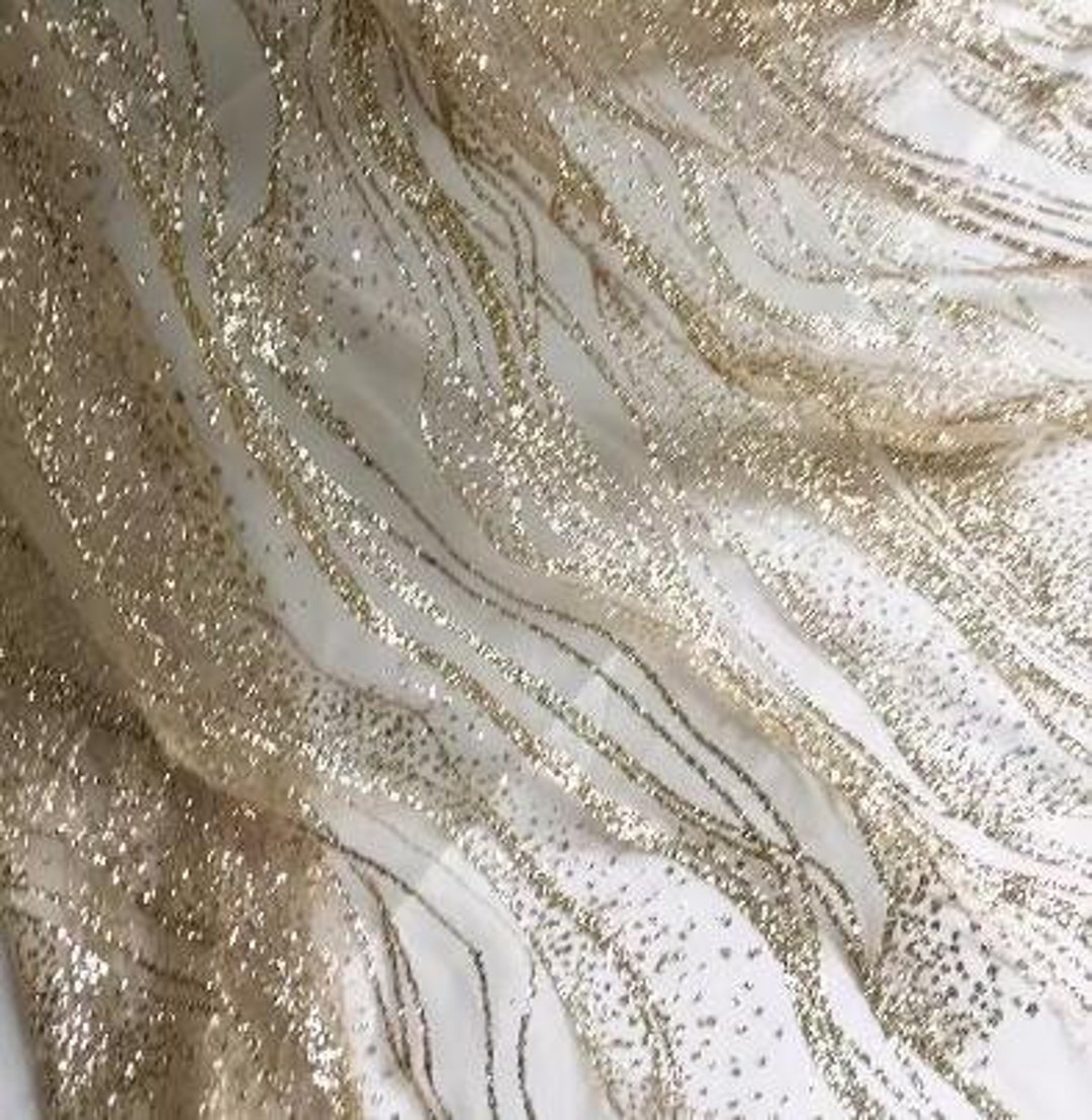 Champagne Gold Color Mesh Fabric, Water Wave Mesh Fabric, Wedding ...