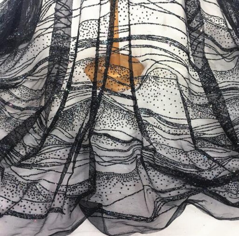 3 Color Mesh Fabric With Glitter Wave Style Wedding Mesh - Etsy