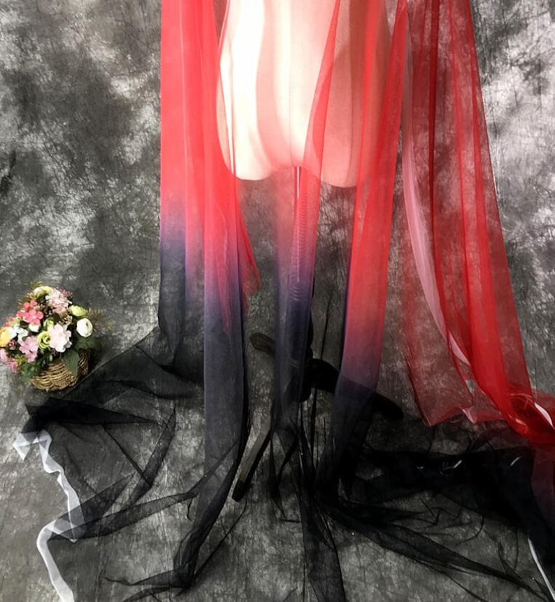 Red Black Color Gradient Mesh Fabric Wedding Party Dress - Etsy