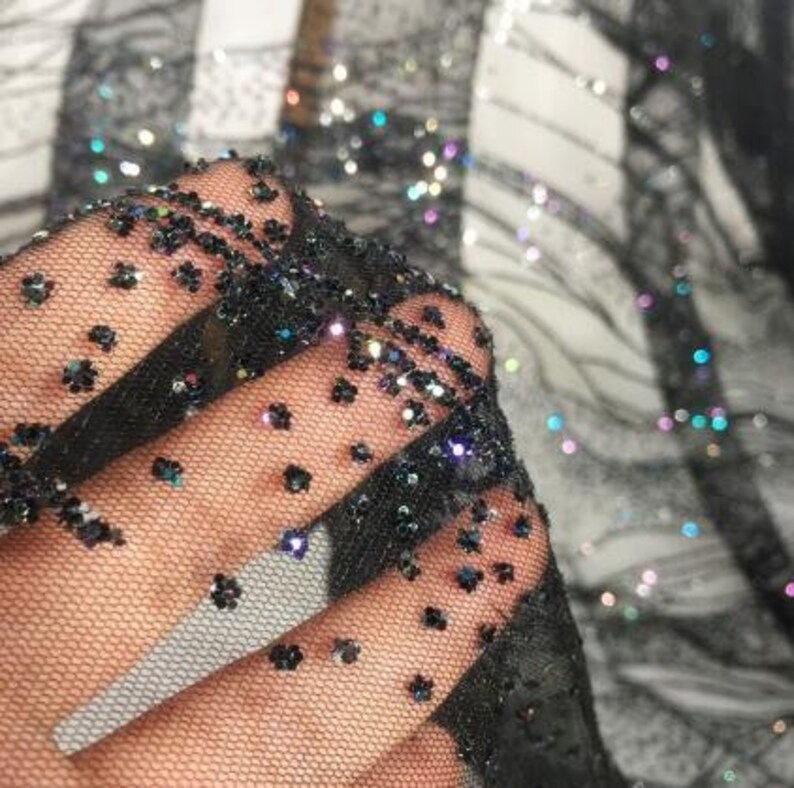 3 Color Mesh Fabric With Glitter Wave Style Wedding Mesh - Etsy