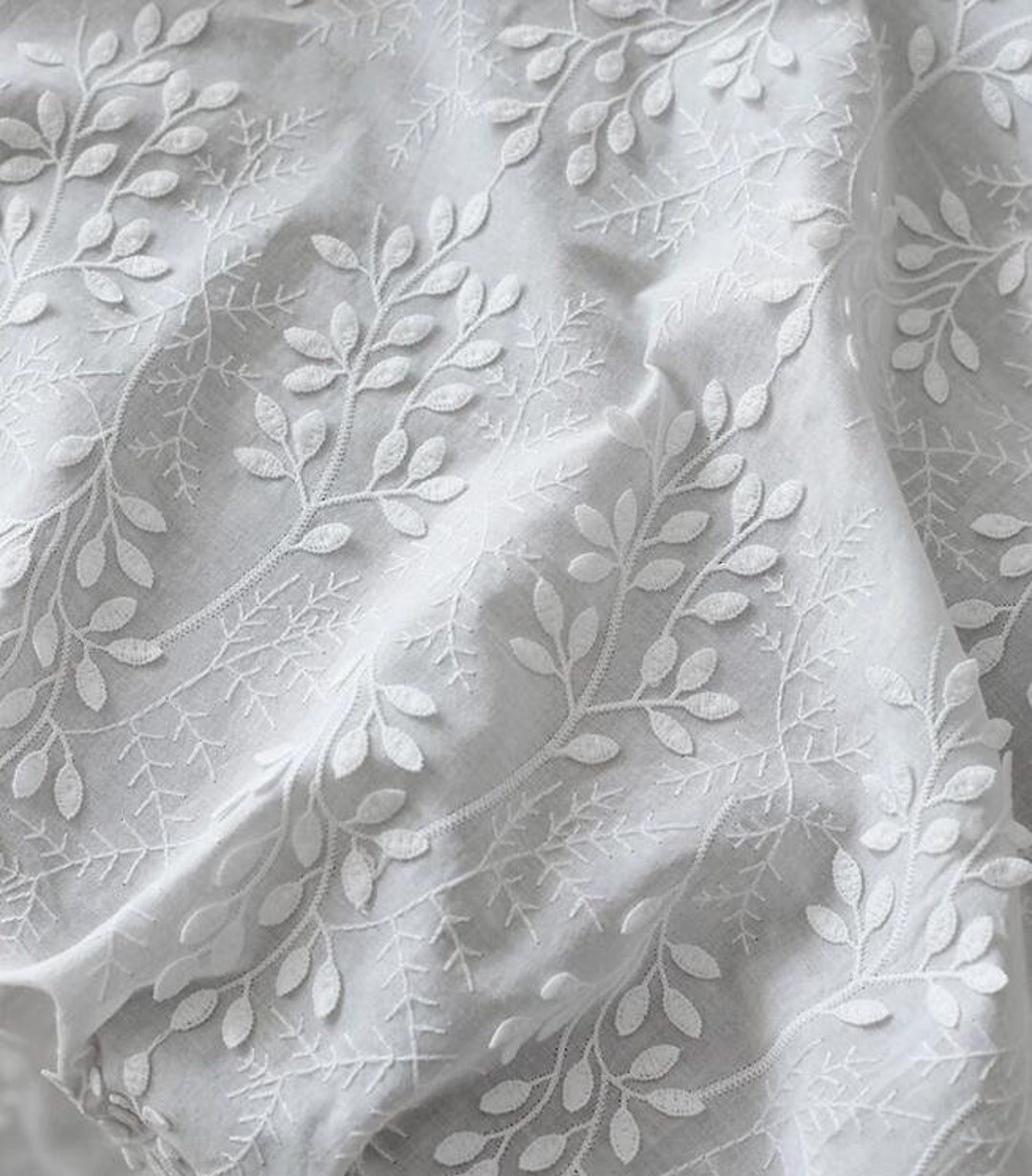 SALE, 100% Cotton Fabric, Off-white Color Leaf Style Cotton Fabric ...