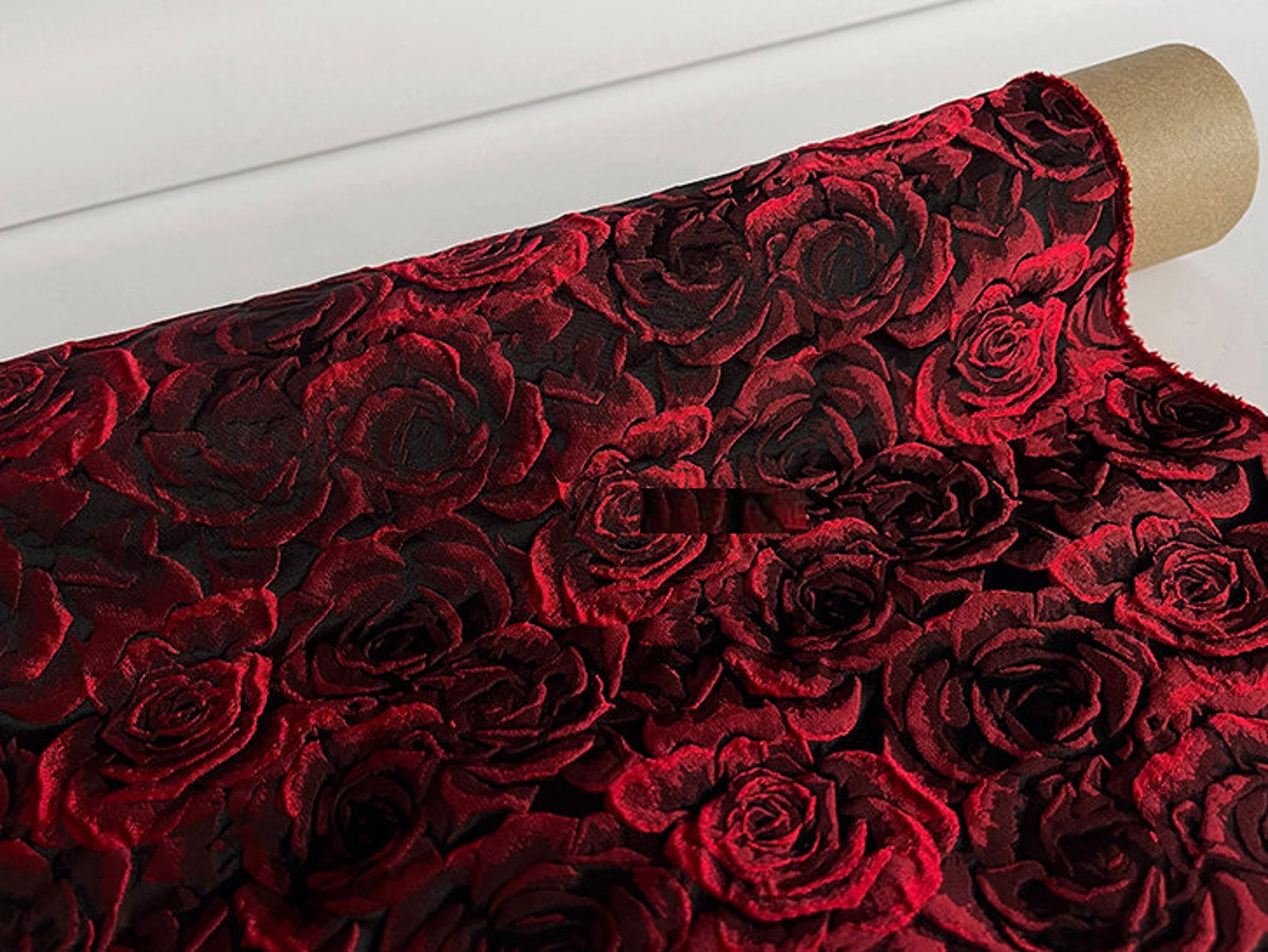 ON SALE Black Color Jacquard Fabric With Red Rose Style - Etsy