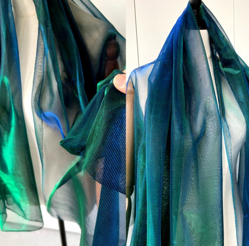 Green Blue Color Gradient Mesh Fabric Stretch Mesh Wedding - Etsy