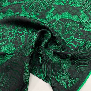 ON SALE, Dragon Scale Jacquard Suit Fabric, Dyed Black Green Suit Dress ...