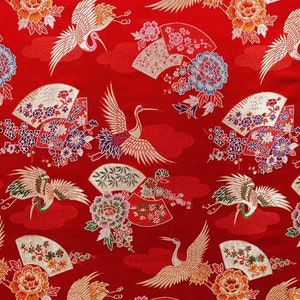 Wide Red Color Brocade Fabric With Bird Style, Jacquard Fabric, Wedding ...