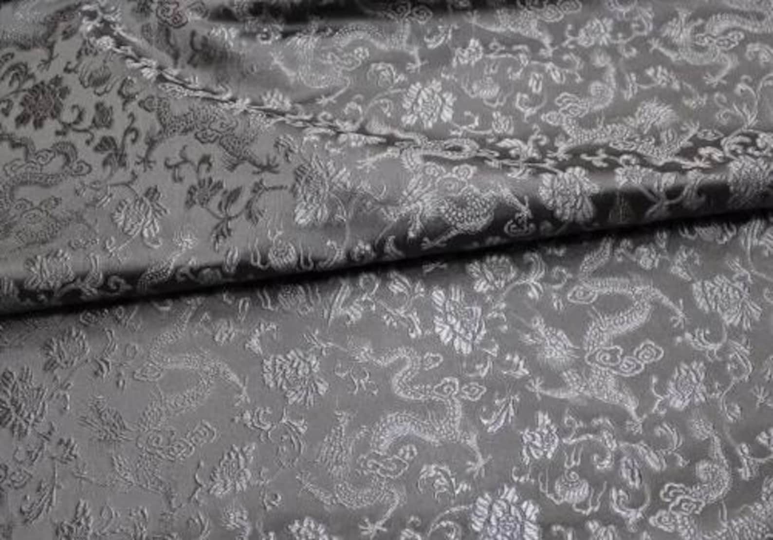 SALE, Light Gold Color Brocade Fabric With Chinese Loong Pattern ...