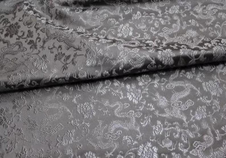 SALE, Light Gold Color Brocade Fabric With Chinese Loong Pattern ...