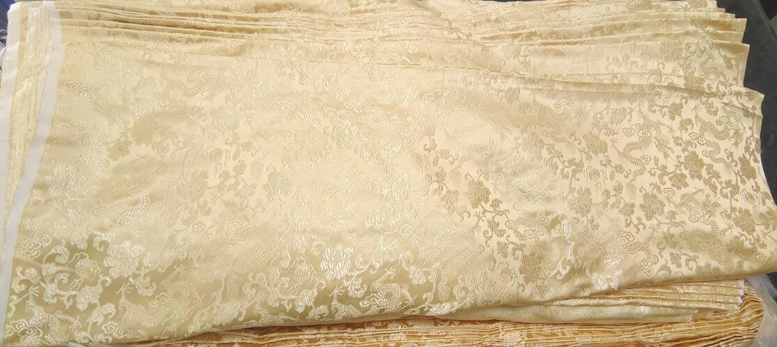 SALE, Light Gold Color Brocade Fabric With Chinese Loong Pattern ...