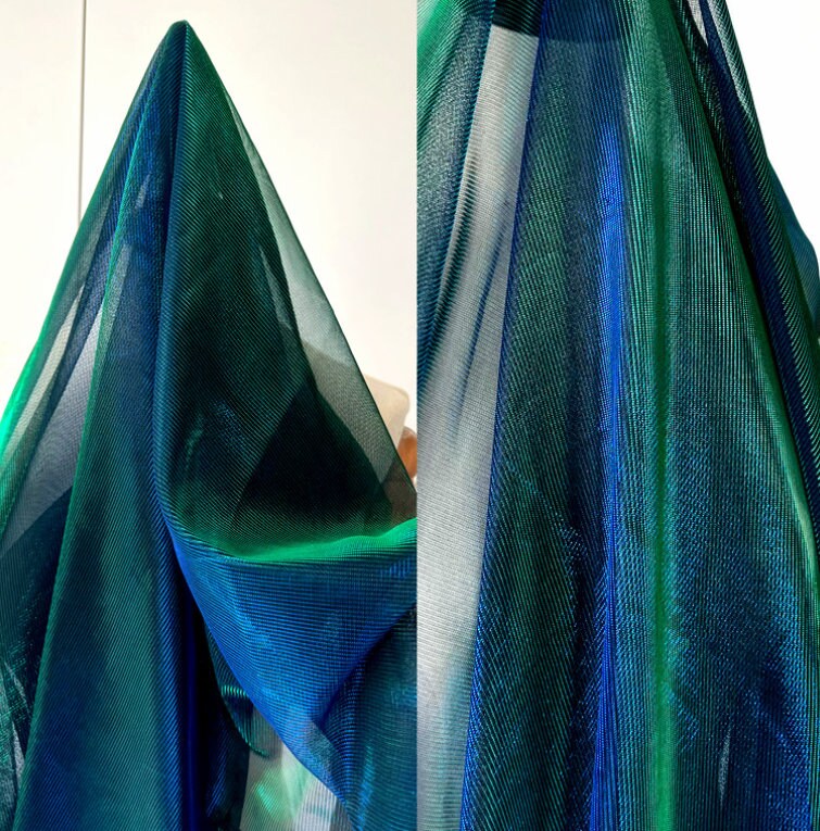 Green Blue Color Gradient Mesh Fabric Stretch Mesh Wedding Etsy