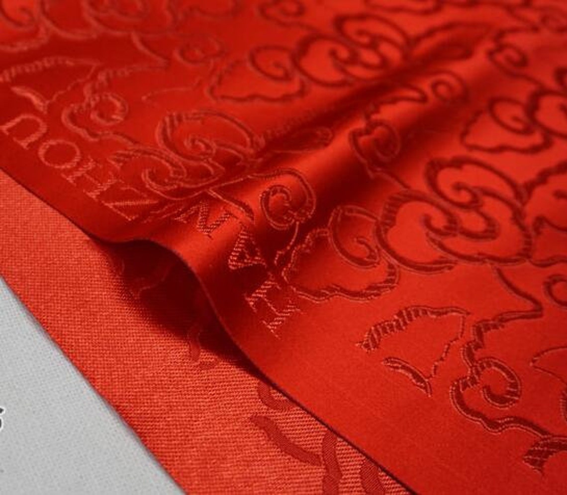 Red Color Brocade Fabric Jacquard Fabric by the Yard - Etsy