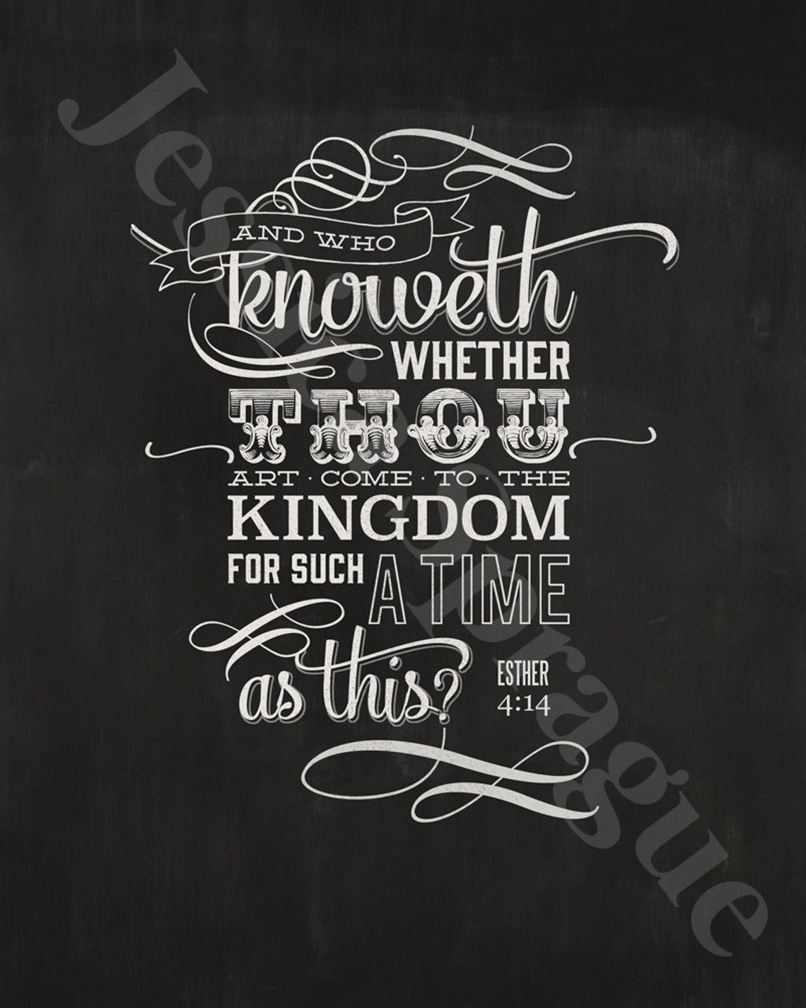 Bible Verse Black and White Poster Esther Verse Chalkboard | Etsy