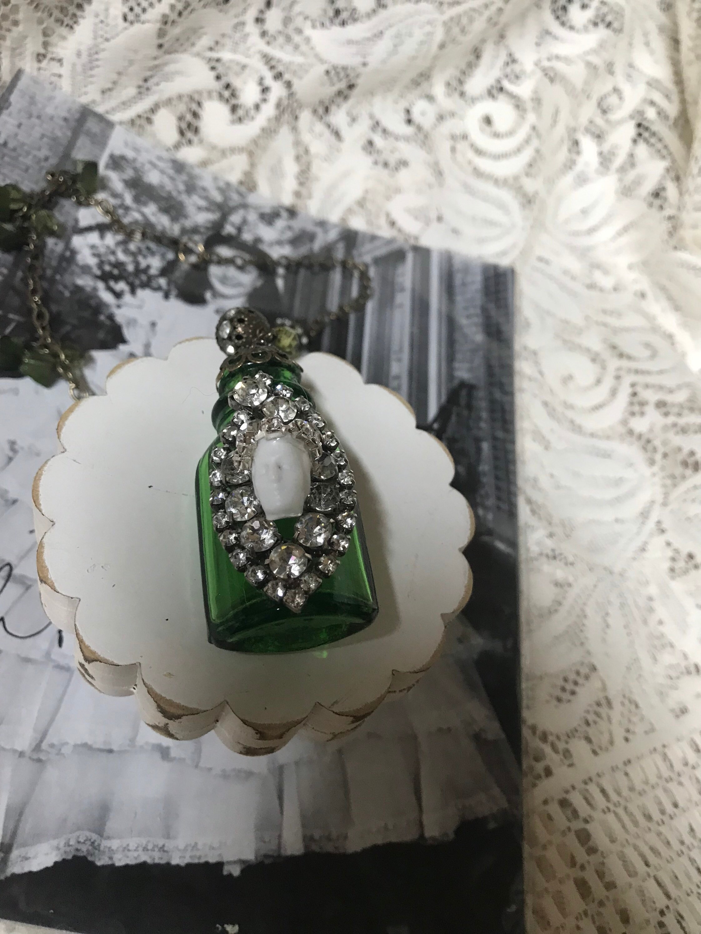 JULIUS CEASAR Green Goddess Mini Upscaled Apothecary Bottle Rhinestone ...