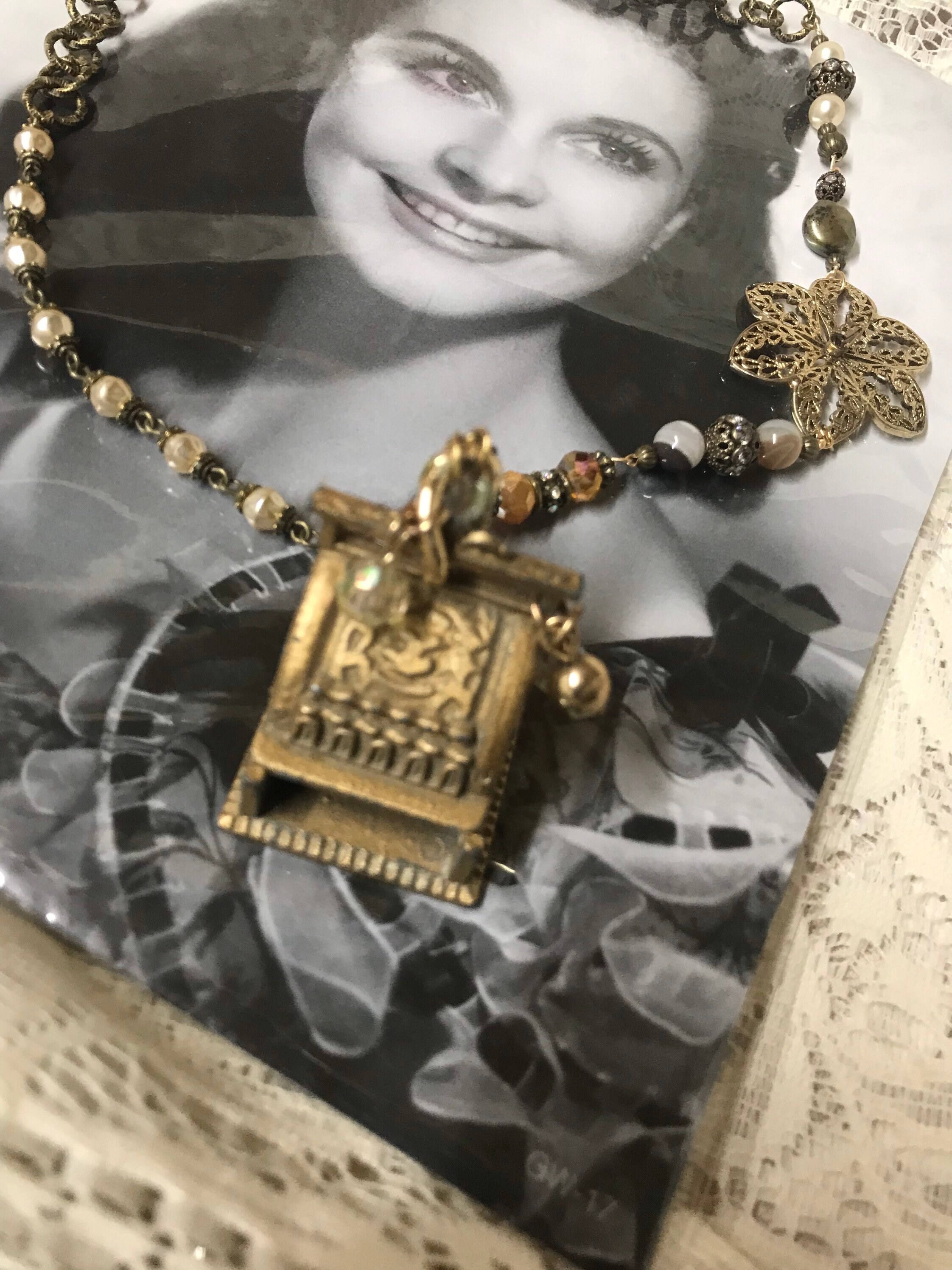 CASH REGISTER Mini Charm Rosary Bead Dollhouse Vintage Assemblage ...