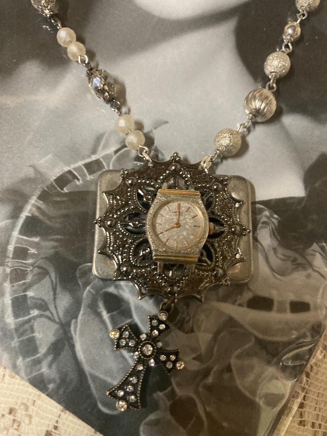 WATCH the CROSS Watch Face Vintage Assemblage Upscaled Repurposed ...