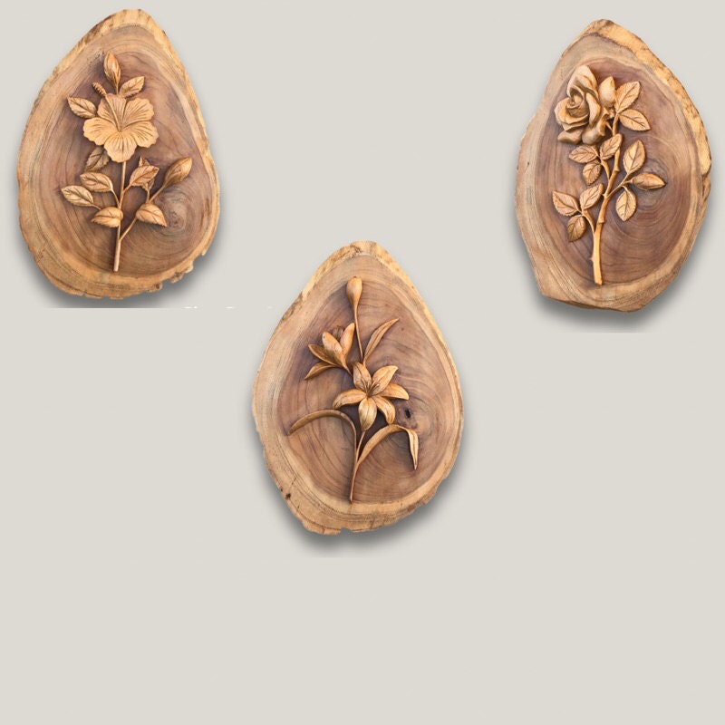 Javanese Wood Carving Wall Decoration With Floral Motifs - Etsy