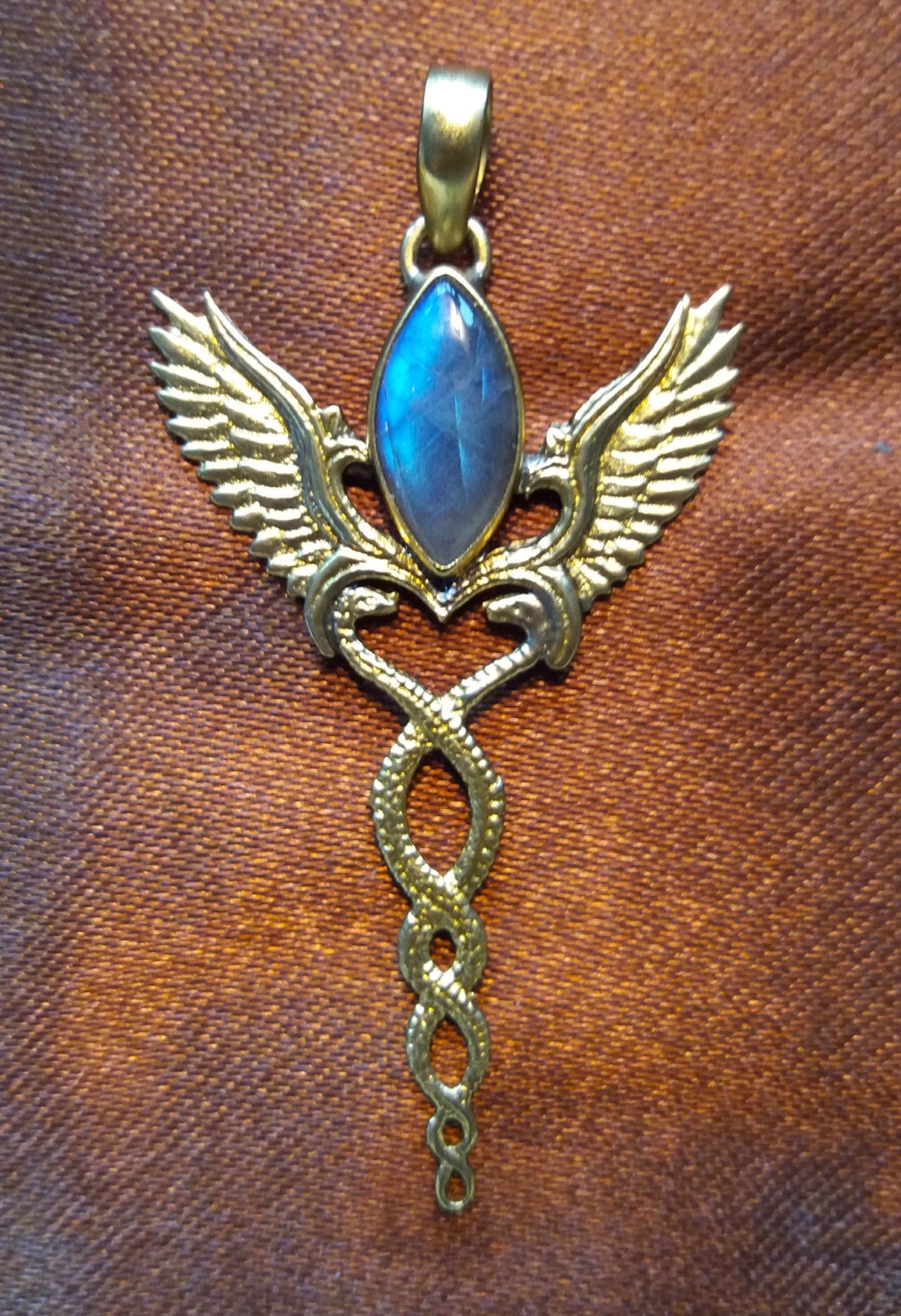 Caduceus Pendant - Brass - Etsy