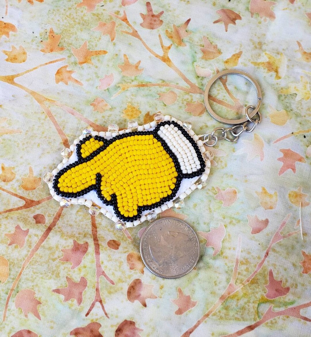 Pointing Cartoon Hand Keychain/hand Made/bead Embroidery - Etsy