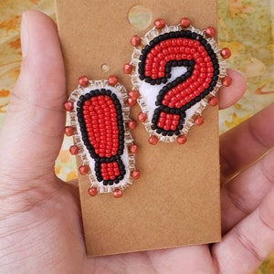 Exclamation Mark and Question Mark Beaded Earrings/hand Made/bead ...