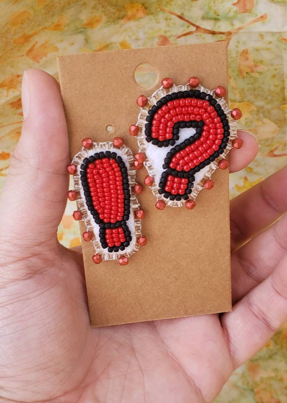 Exclamation Mark and Question Mark Beaded Earrings/hand - Etsy