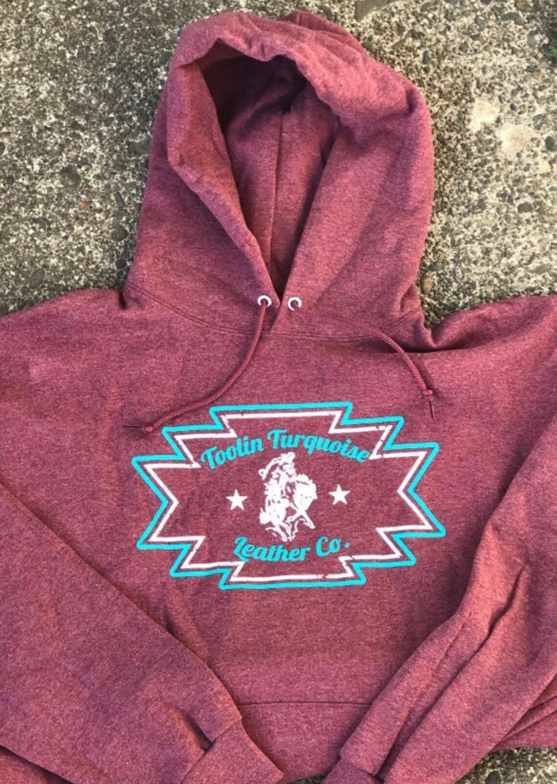 Heather Red/maroon Toolin Turquoise Hoodie | Etsy