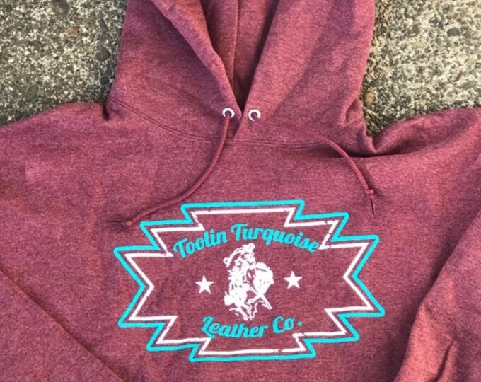 Heather Red/maroon Toolin Turquoise Hoodie - Etsy
