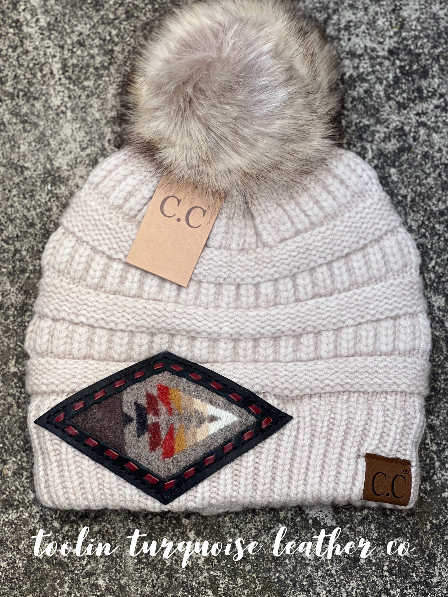 Pom Beanie With Wool Patch - Etsy