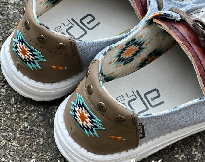 WOMENS 8 Blue Aztec Hey Dude Shoe - Etsy