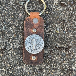 Distressed Leather Concho Keychain - Etsy
