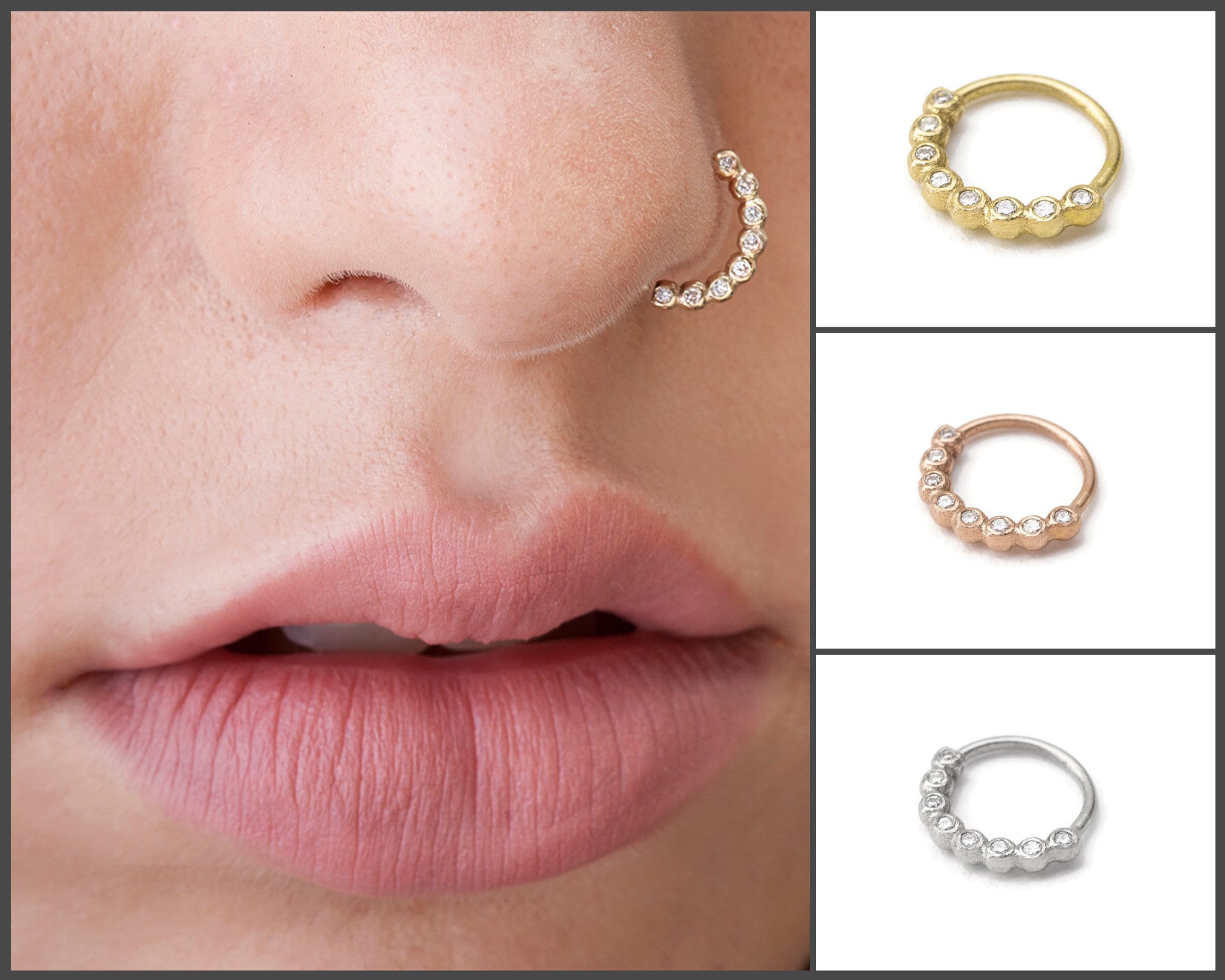 Diamond Nose Ring Diamond Piercing Diamond Nose Hoop Bling | Etsy