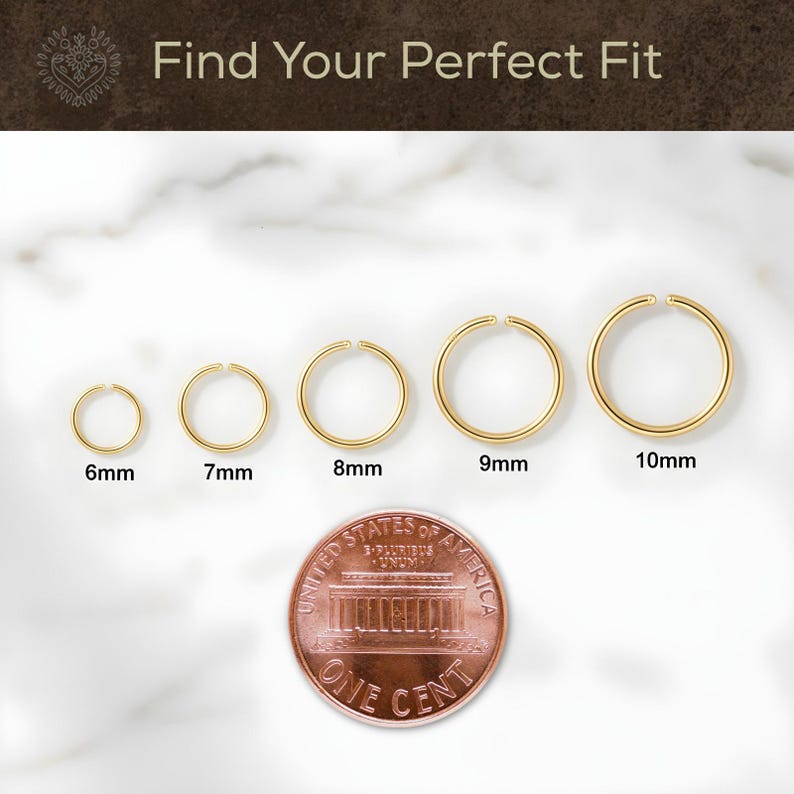Daith Cartilage Ring, 14k Gold With Blue Enamel (various Gauges) - Etsy