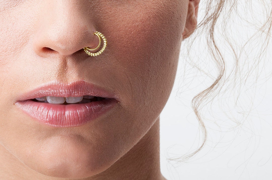 Tribal Nose Ring Indian Nose Ring Gold Nose Ring Solid Gold - Etsy