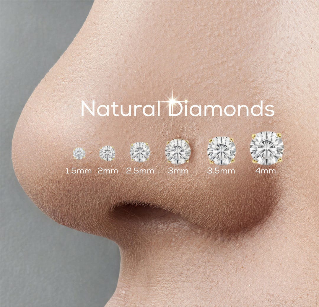Natural Diamond 14k Gold Nose Stud, SI/VS Clarity - Etsy Australia