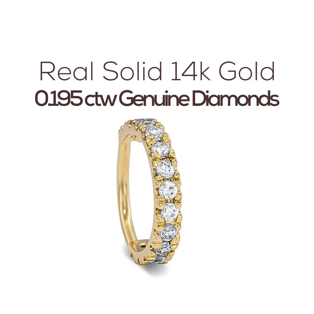 Diamond Nose Ring, Diamond Nose Hoop, Genuine Diamonds Nose Piercing ...