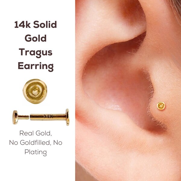 14k Gold Tragus Stud - Etsy
