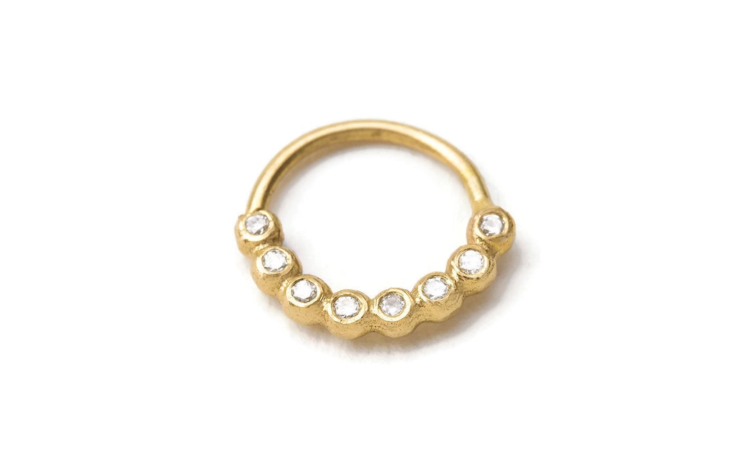 Diamond Septum Ring Diamond Piercing Diamond Nose Ring - Etsy
